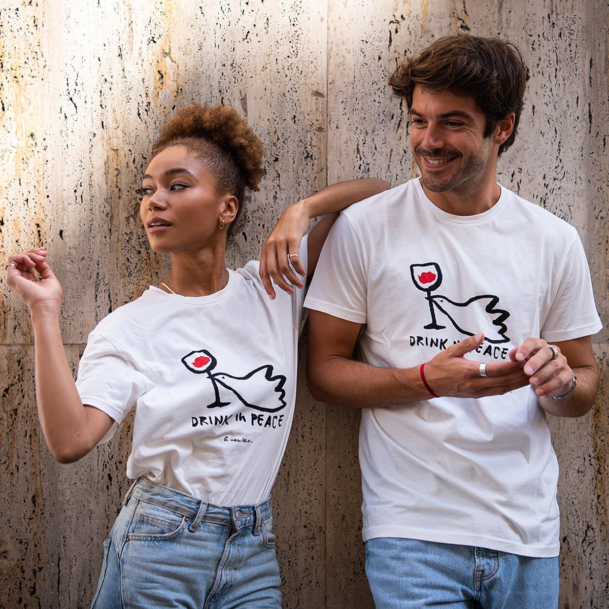 T-shirt Drink in Peace Blanc Bask in the sun – Coton Bio GOTS, Design ...