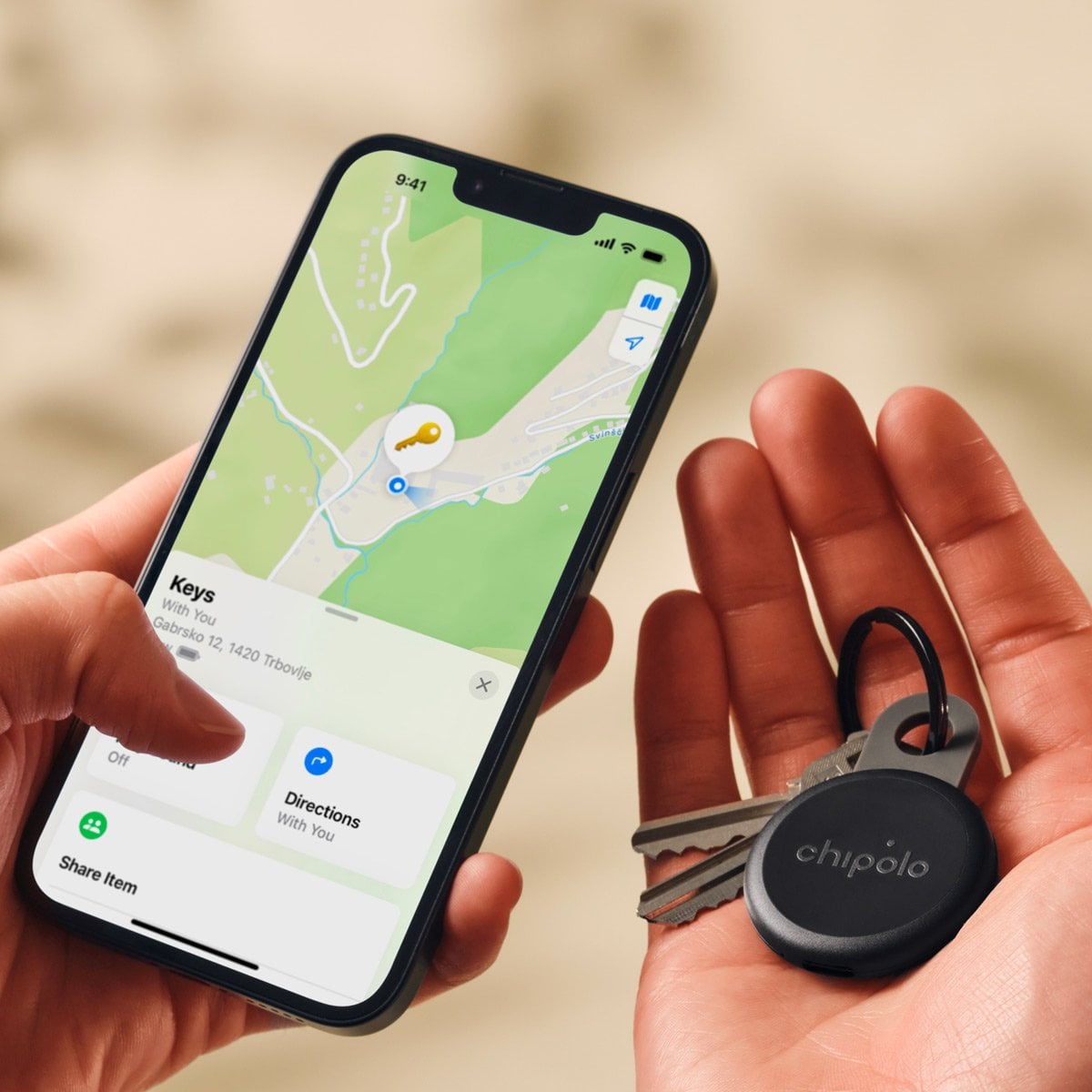 Porte-clé connecté tracker GPS Chipolo LOOP - Localisateur Bluetooth ...